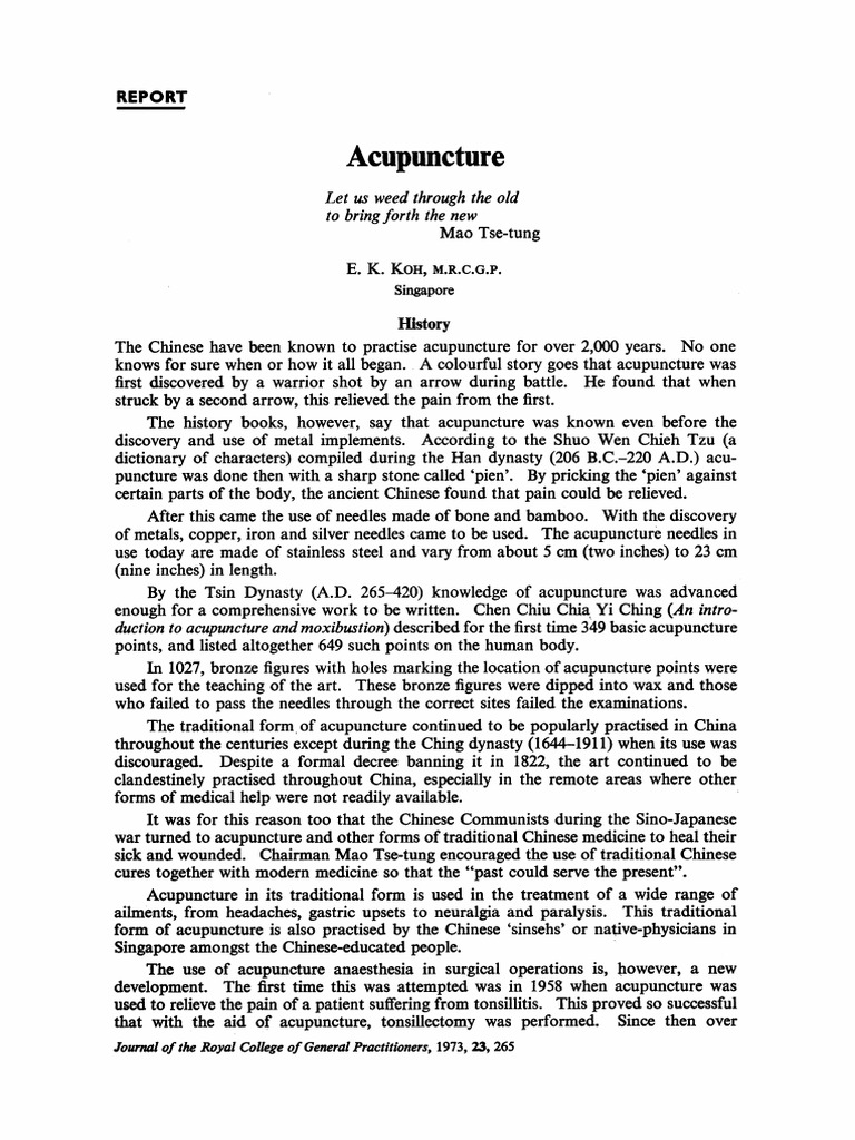 Acupuncture British | PDF | Acupuncture | Anesthesia
