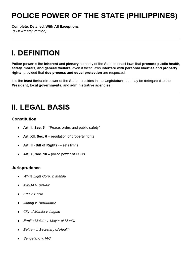 Police Power in the Philippines Explained | PDF | Police Power (United ...