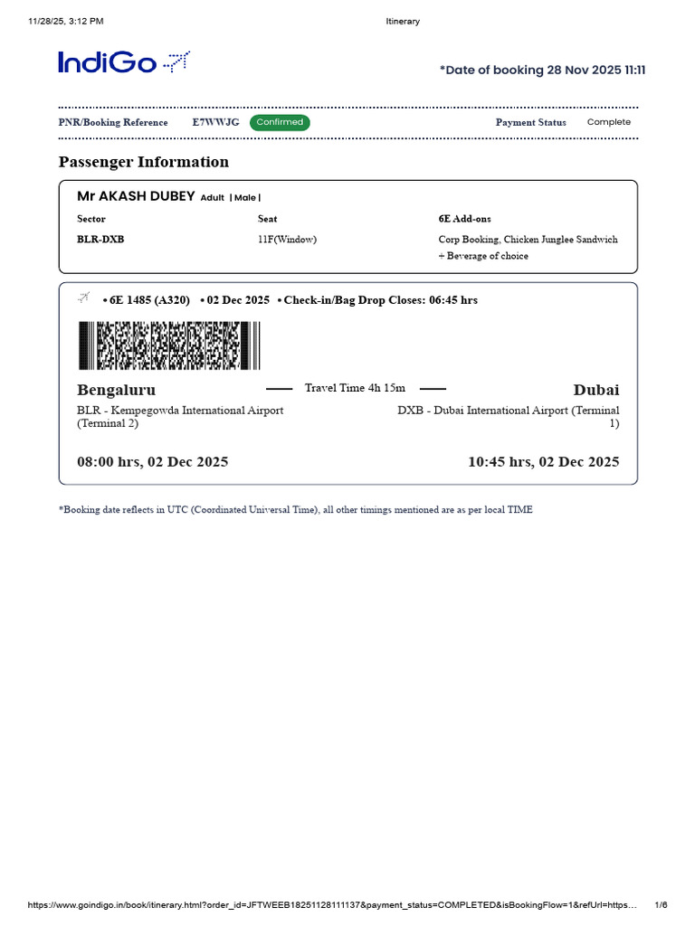 Akash Dubey Ticket | PDF
