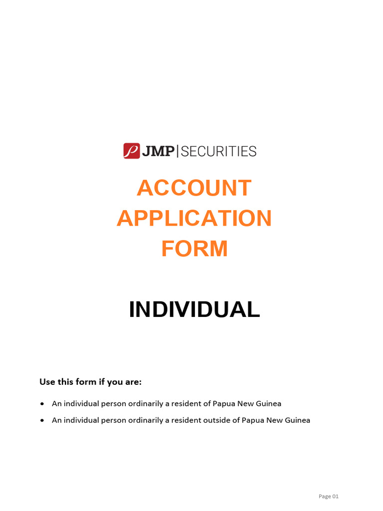 Individual Account Application Form | PDF | Net Worth | Investing