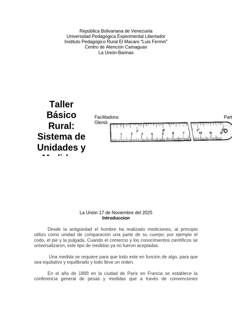 Sistema de Unidades y Medidas | PDF | Medición | Pulgada