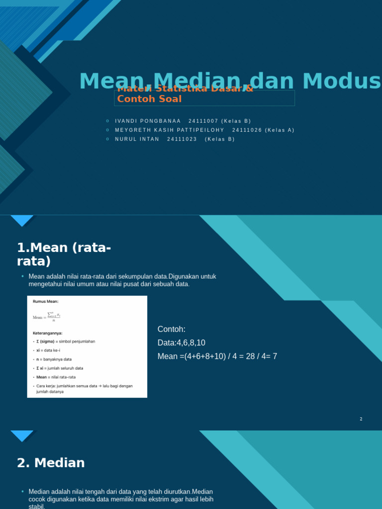 Statistika Dasar: Mean, Median, Modus | PDF