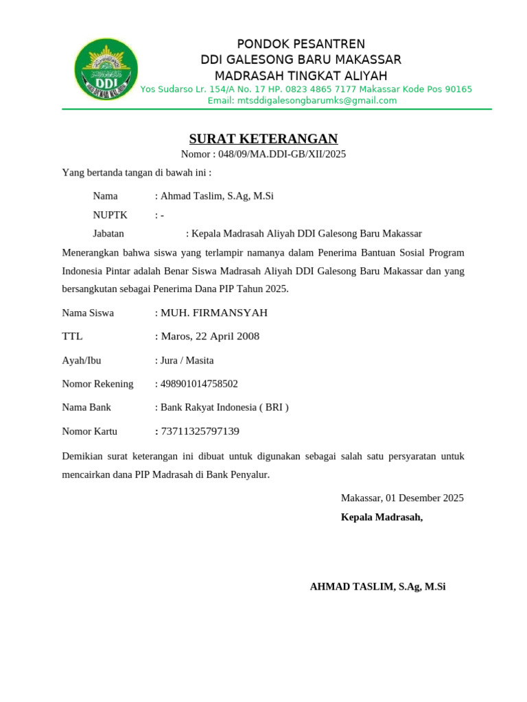 Surat Keterangan Terbaru | PDF