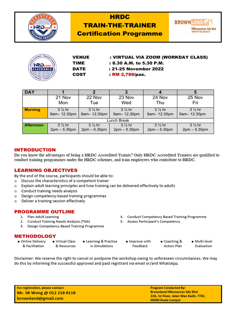 HRDC Train-the-Trainer Course 2022 | PDF