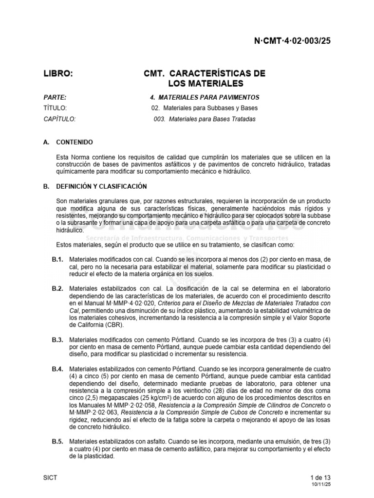 N-CMT-4-02-003-25 | PDF | Hormigón | Lima (Material)