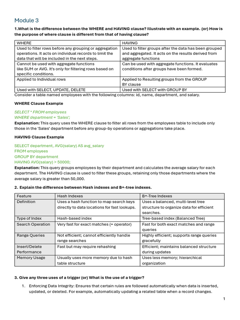 Module 3 Dbms Pyq | PDF | Database Index | Databases