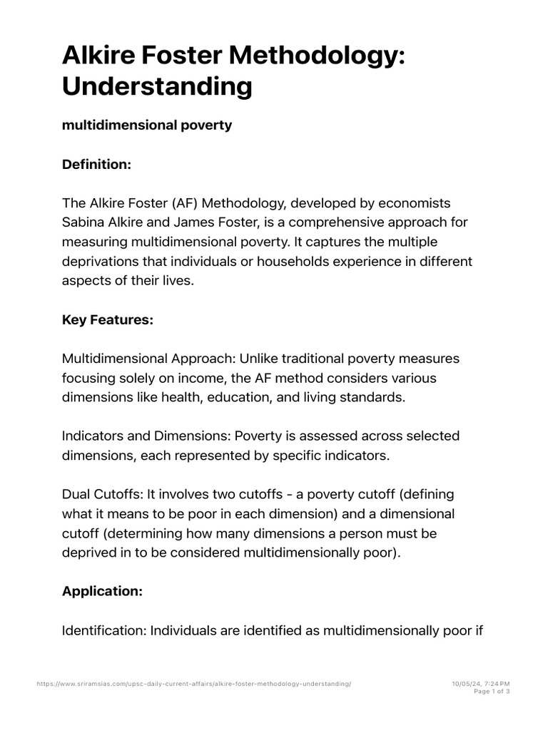 Alkire Foster Method for Multidimensional Poverty | PDF | Standard Of ...