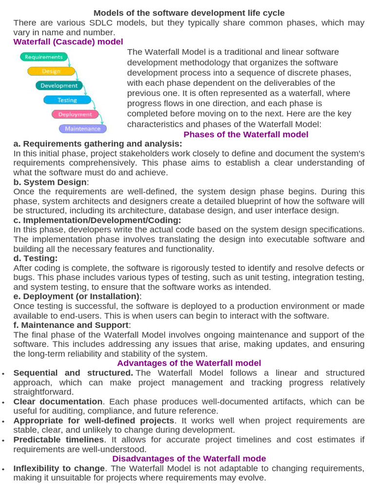 Software Development Life Cycle Models | PDF | Agile Software ...
