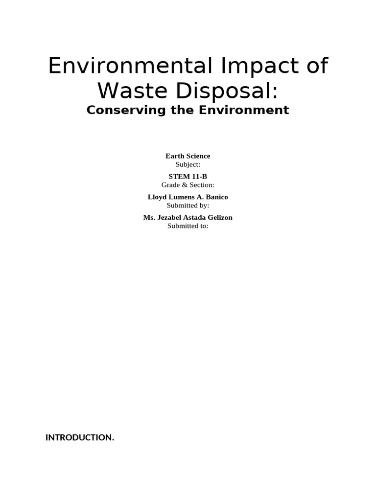 Waste Disposal's Environmental Impact | PDF | Waste | Municipal Solid Waste