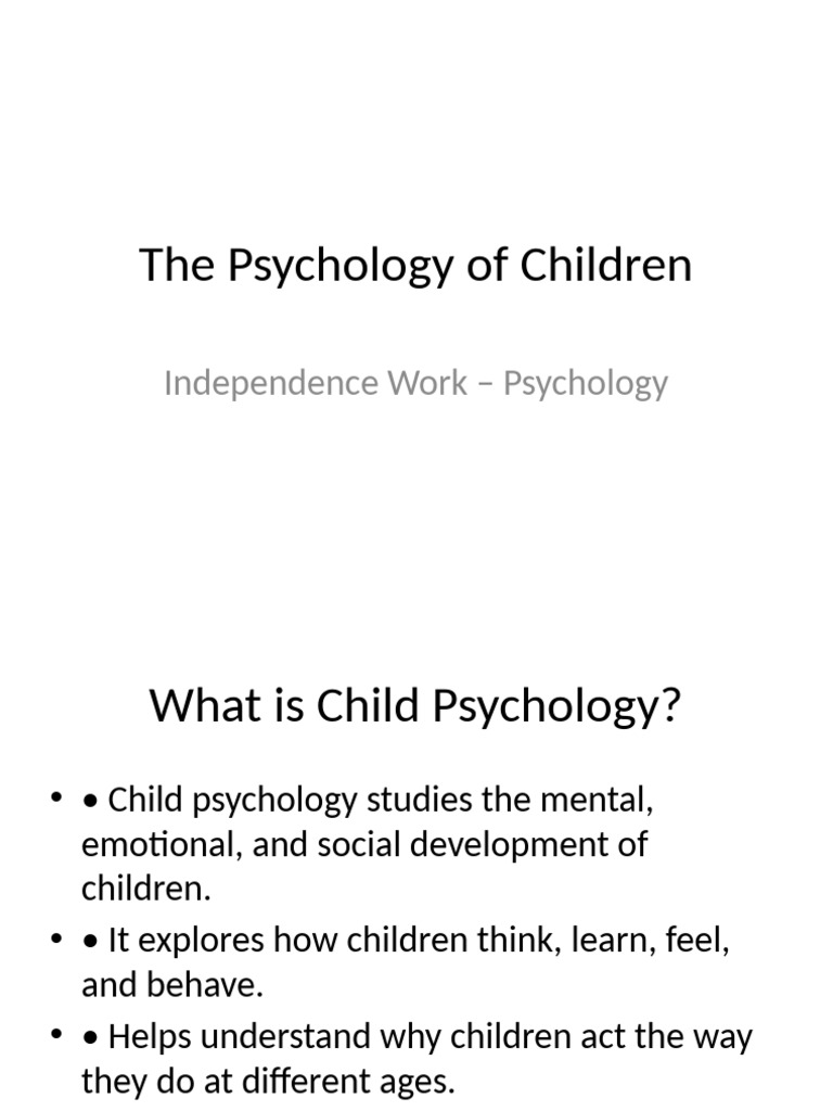 Understanding Child Psychology Basics | PDF
