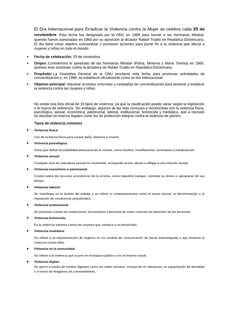 El Día Internacional para Erradicar La Violencia Contra La Mujer Se ...
