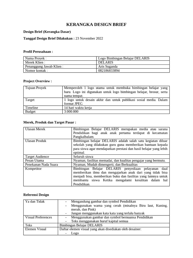 Kerangka Design Brief | PDF