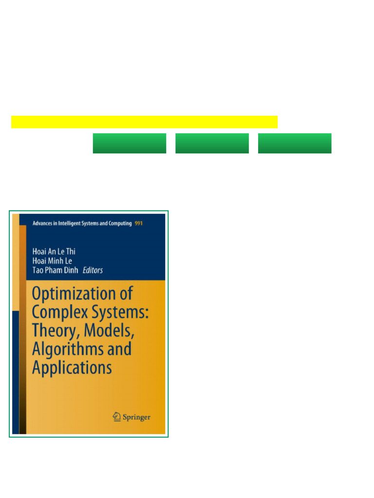 (Ebook) Optimization of Complex Systems: Theory, Models, Algorithms and Applications by Hoai An ...