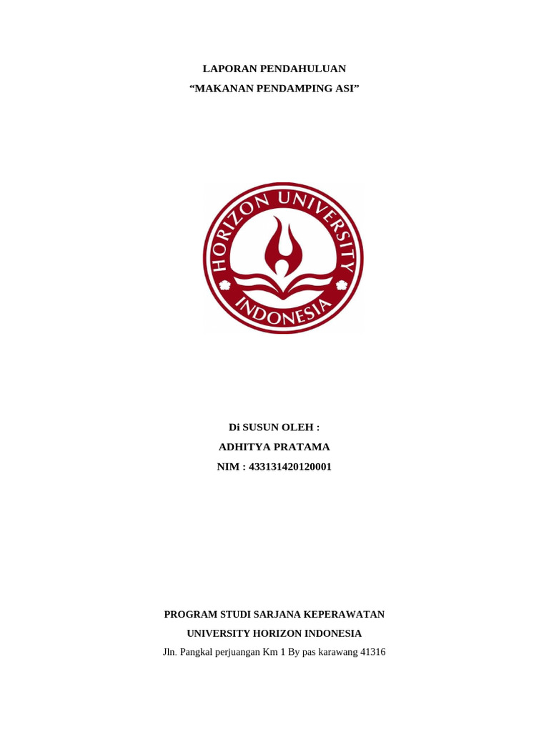 Laporan Pendahuluan Mp-Asi Makana Pendamping Asi | PDF