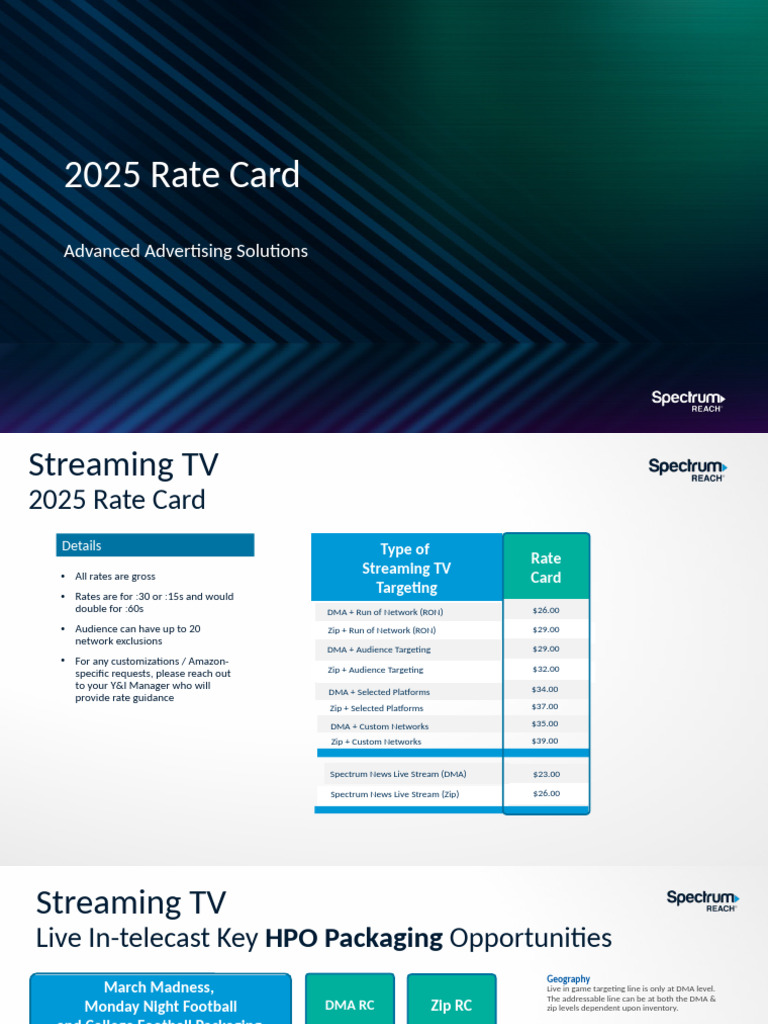 Streaming TV Rate Card & Cost of Entry | PDF | Marketing