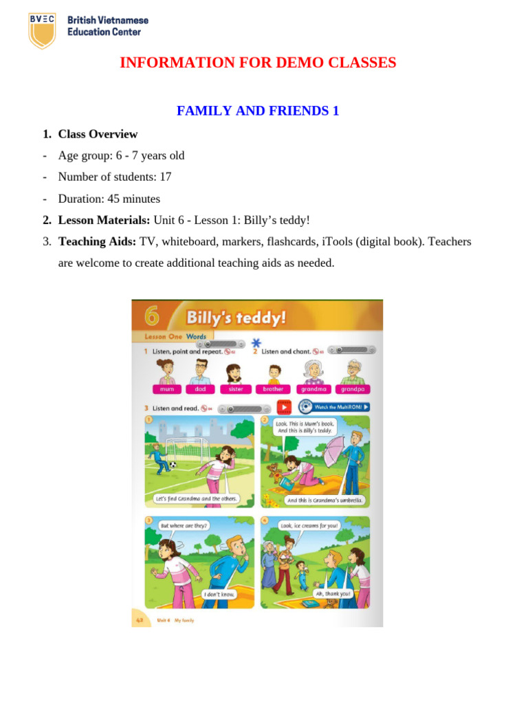 [Bvec] Information for Demo Classes - Mr. Ngoc Quang | PDF