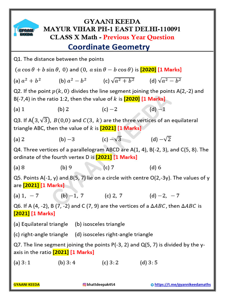 CH-7 Coordinate Geometry (1)_removed | PDF | Triangle | Circle