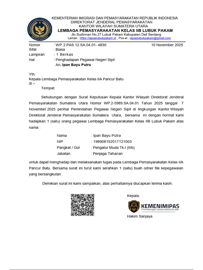 20251110102306Surat Penghadapan Pegawai an. Ipan Bayu_preview | PDF