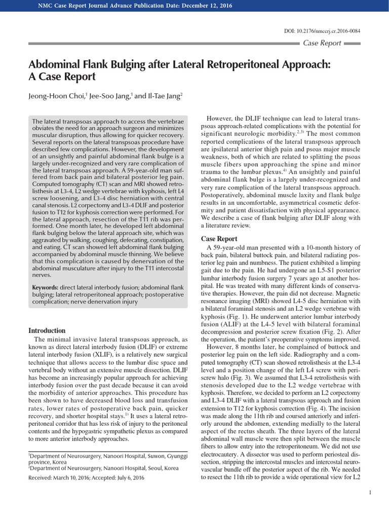 Abdominal Flank Bulging Post DLIF Surgery | PDF | Abdomen | Back Pain
