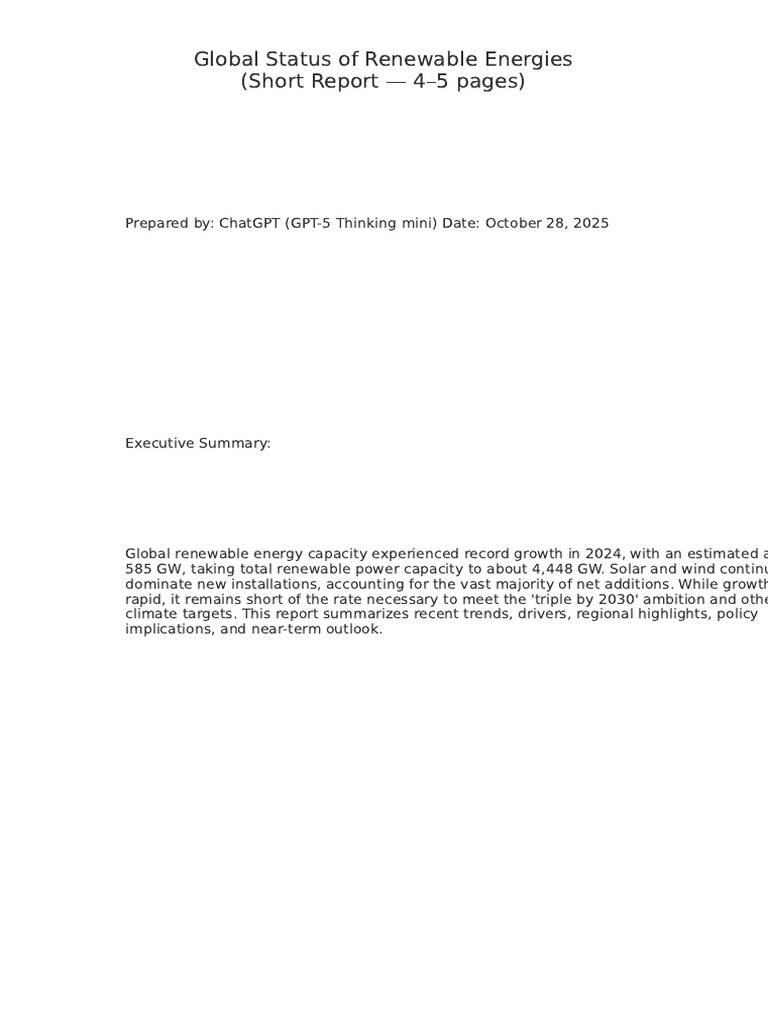 2024 Global Renewable Energy Growth Report | PDF