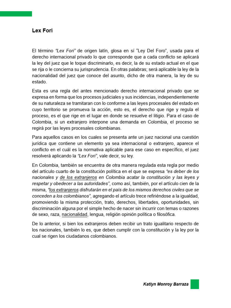Lex Fori: Ley del Foro en Colombia | PDF