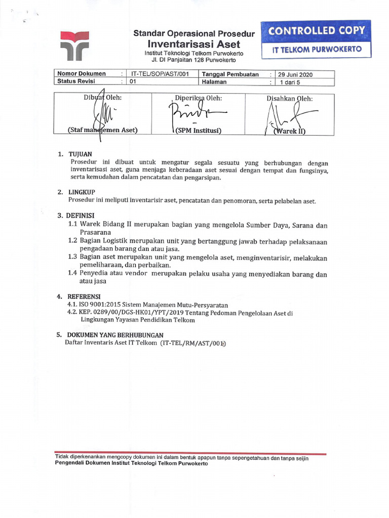 SOP001 Inventarisasi-Aset Unit | PDF