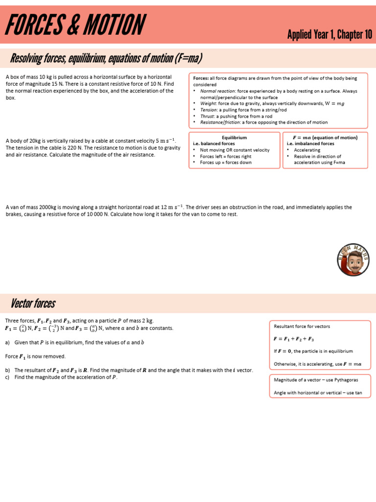 B Mech1 Ch10 Forces and Motion | PDF | Force | Acceleration