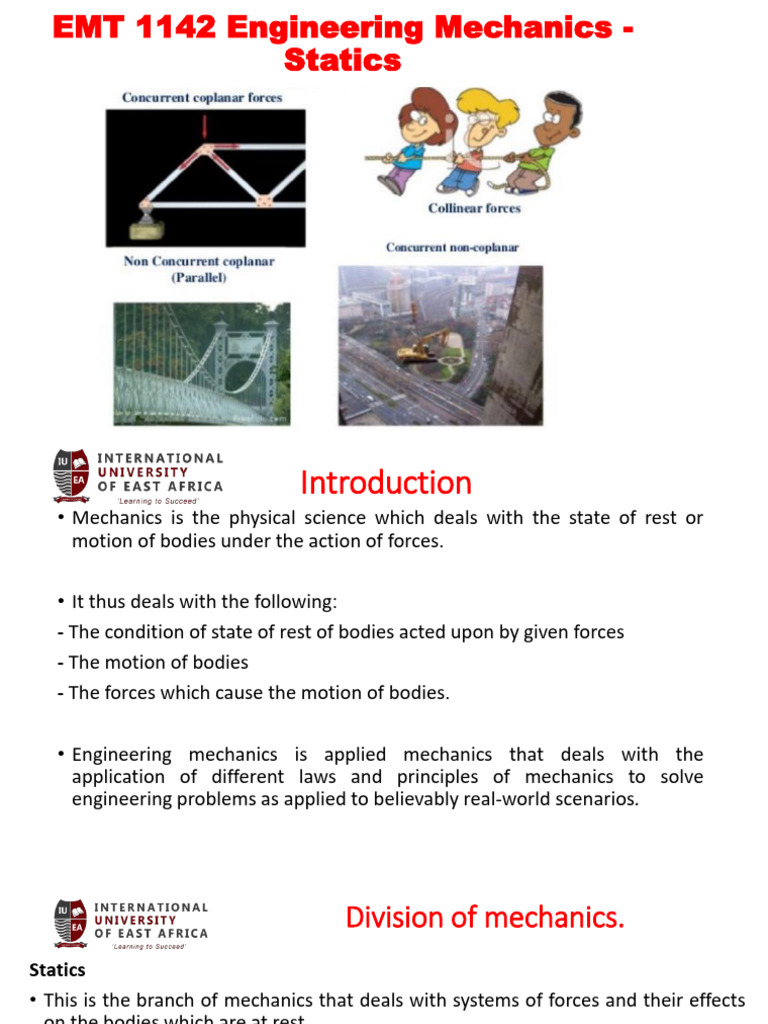 EMT1142 Engineering Mechanics - Statics - Introduction | PDF | Force ...