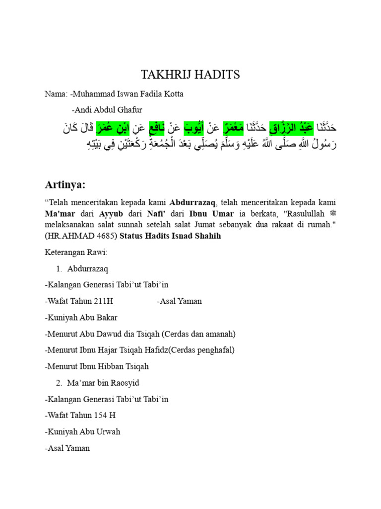 Takhrij Hadits | PDF
