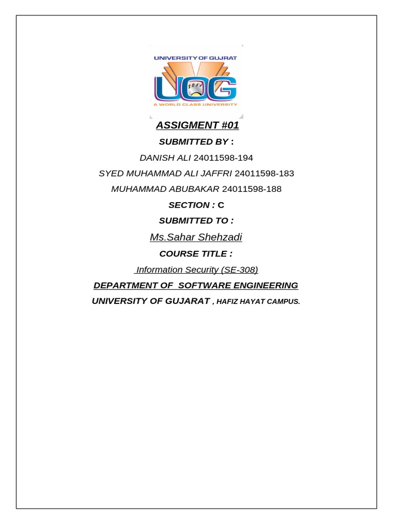 Information Security Assignment | PDF | Security | Computer Security