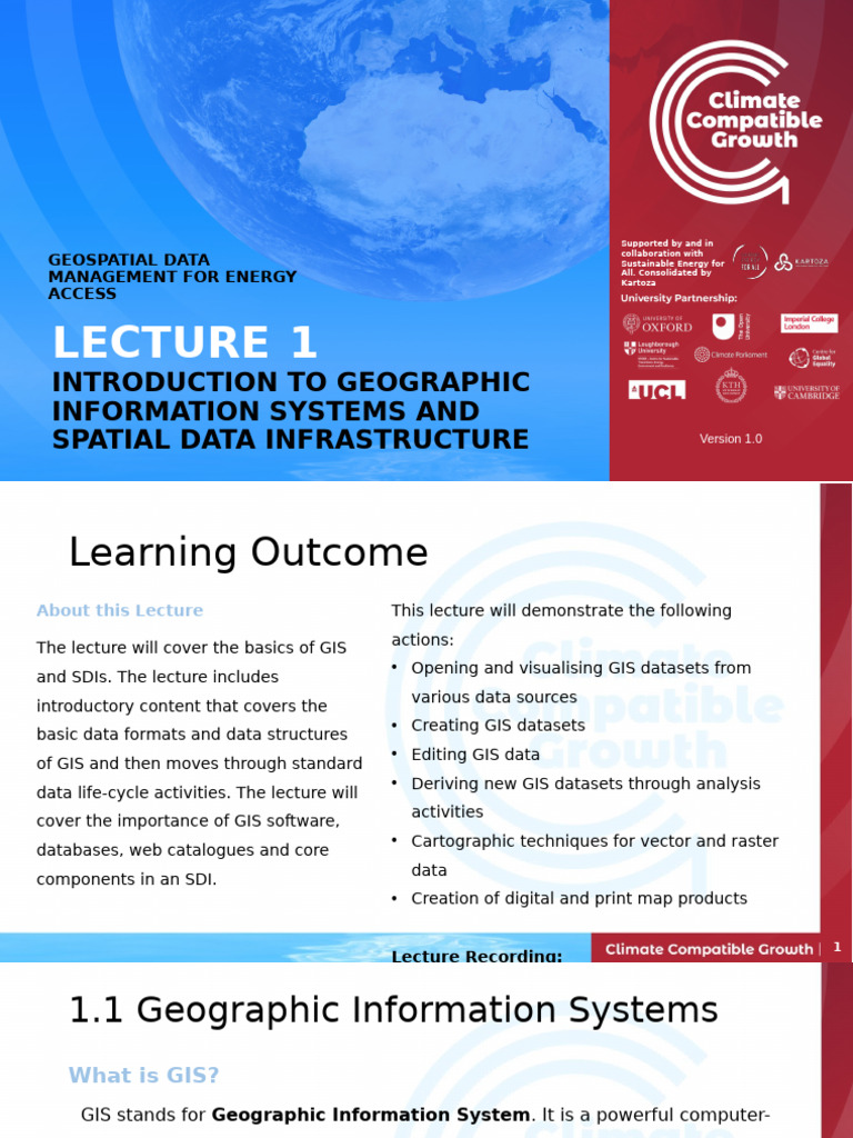Lecture 1 - Introduction to GIS and SDI (1) | PDF | Geographic Information System | Databases