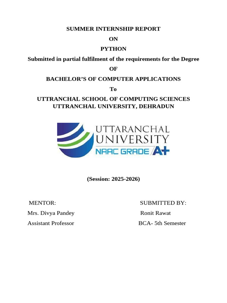 Ronit Rawat SIP | PDF | Python (Programming Language) | Data Type