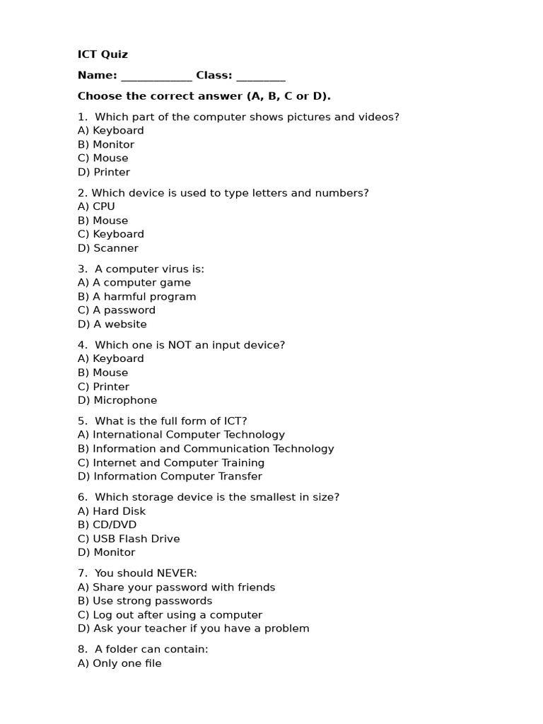 ICT Quiz | PDF