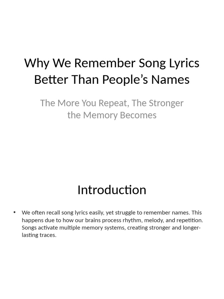 Memory and Songs Presentation | PDF