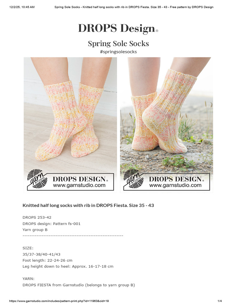 Spring Sole Socks - Knitted half long socks with rib in DROPS Fiesta ...