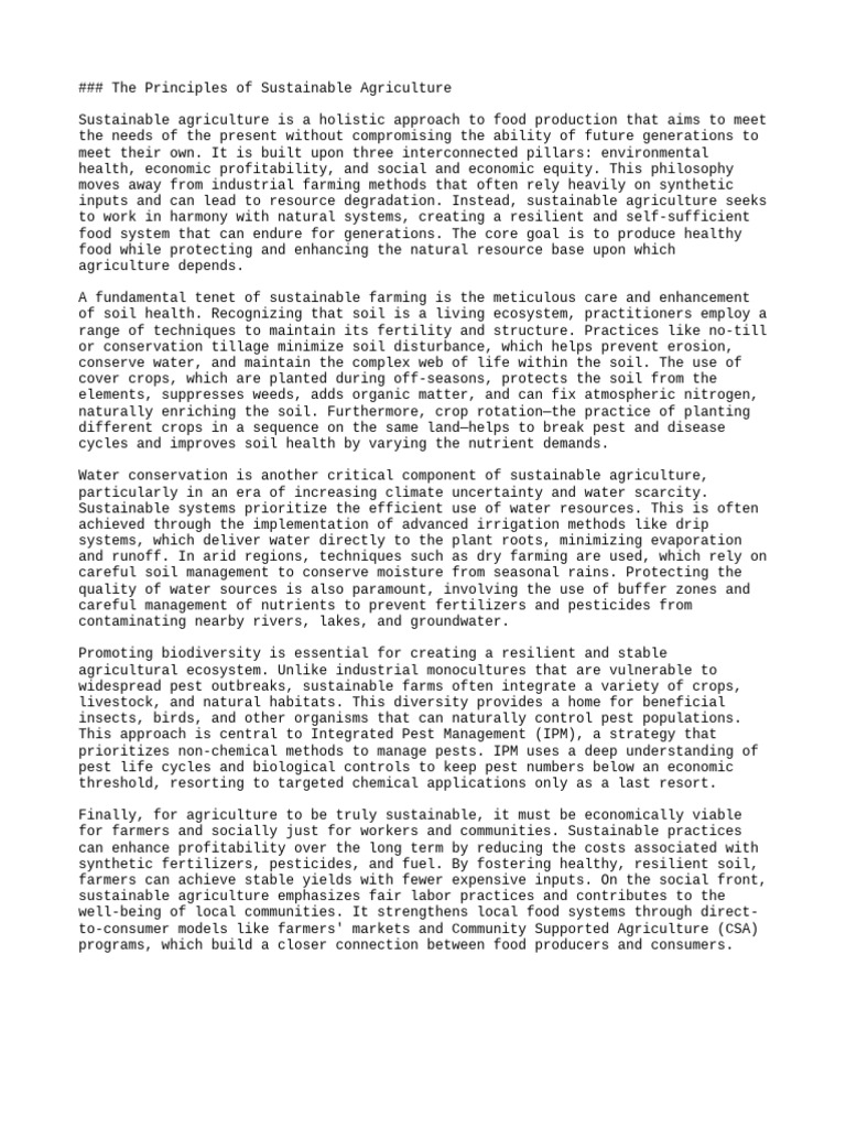 The Principles of Sustainable Agriculture | PDF | Sustainable ...