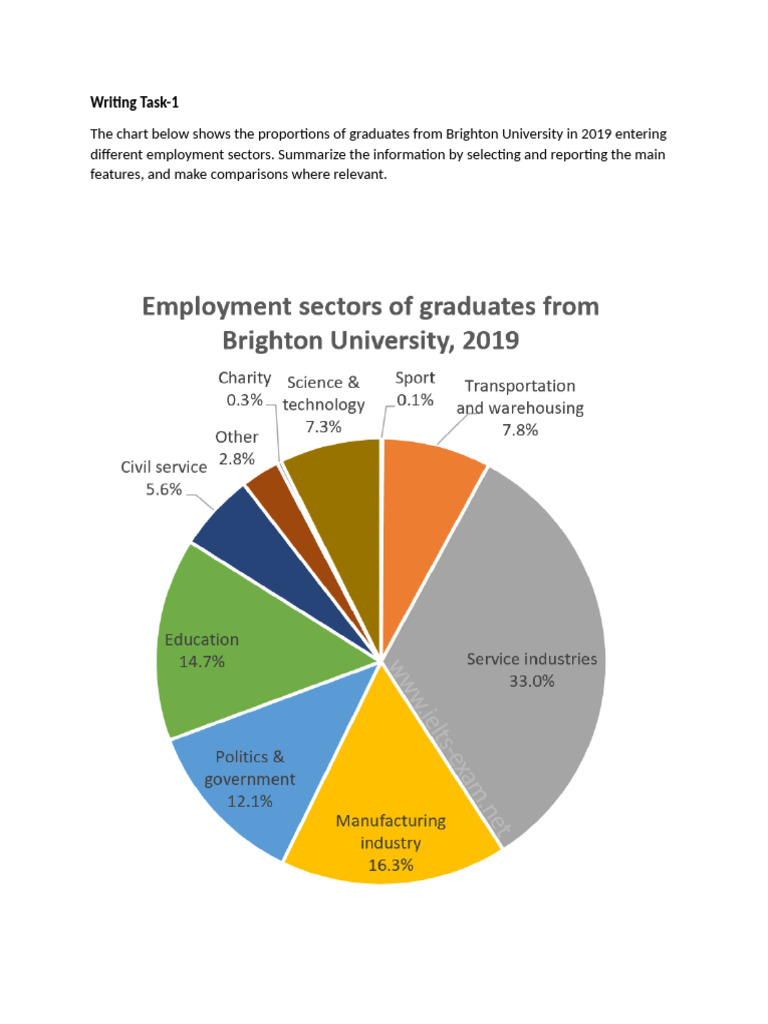Writing Task-1 Pie Chart Question Brighton University | PDF