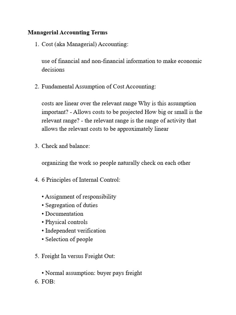 Key Managerial Accounting Terms Explained | PDF | Lean Manufacturing ...