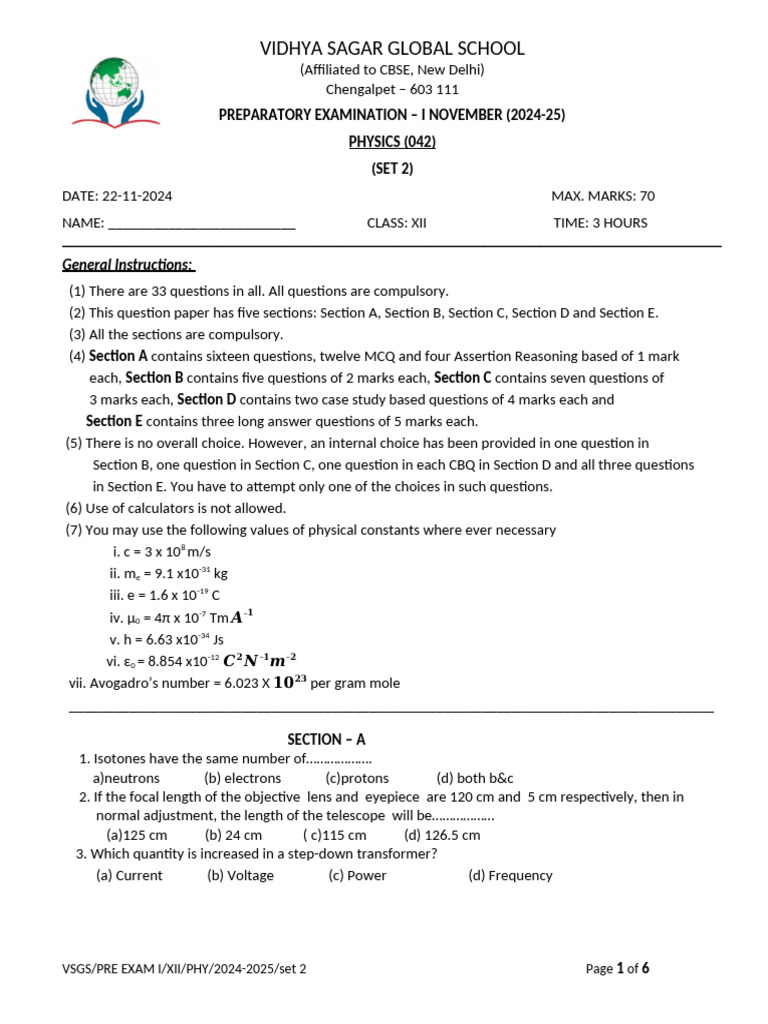 Revision Exam I- 2 | PDF | Photoelectric Effect | Neutron