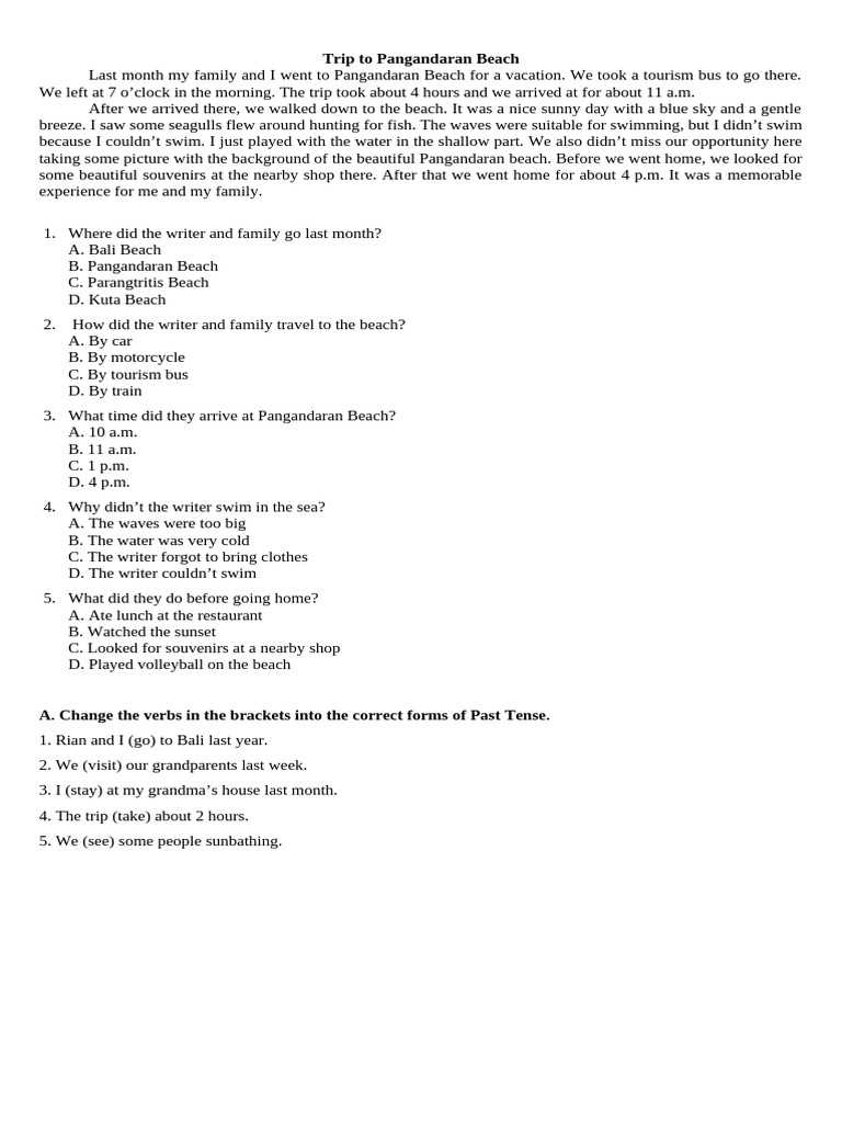 Trip To Pangandaran Beach Recount | PDF