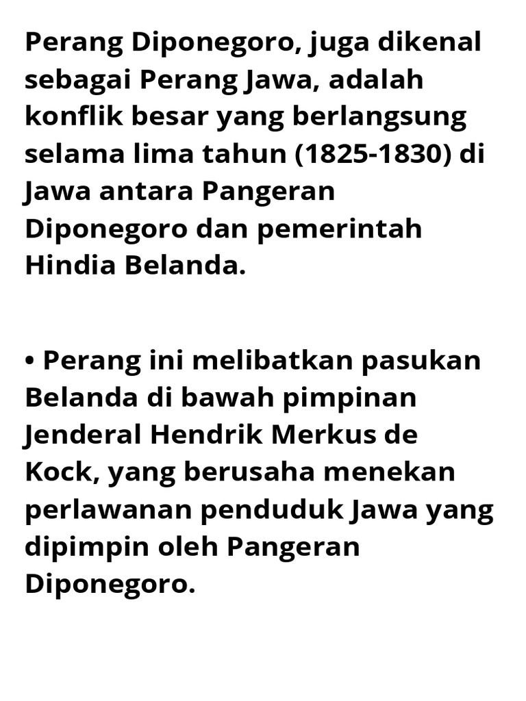 Sejarah Perang Diponegoro 1825-1830 | PDF