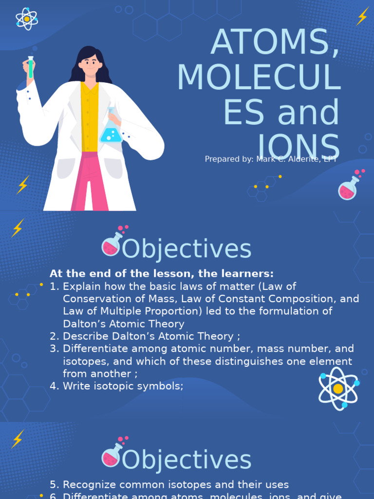Lesson 3 - Atoms, Molecules and Ions | PDF | Atoms | Chemical Elements