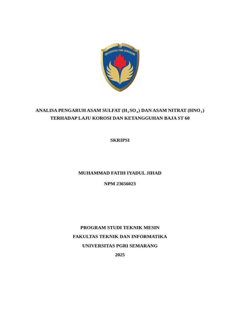 Pengaruh Asam pada Korosi Baja ST 60 | PDF