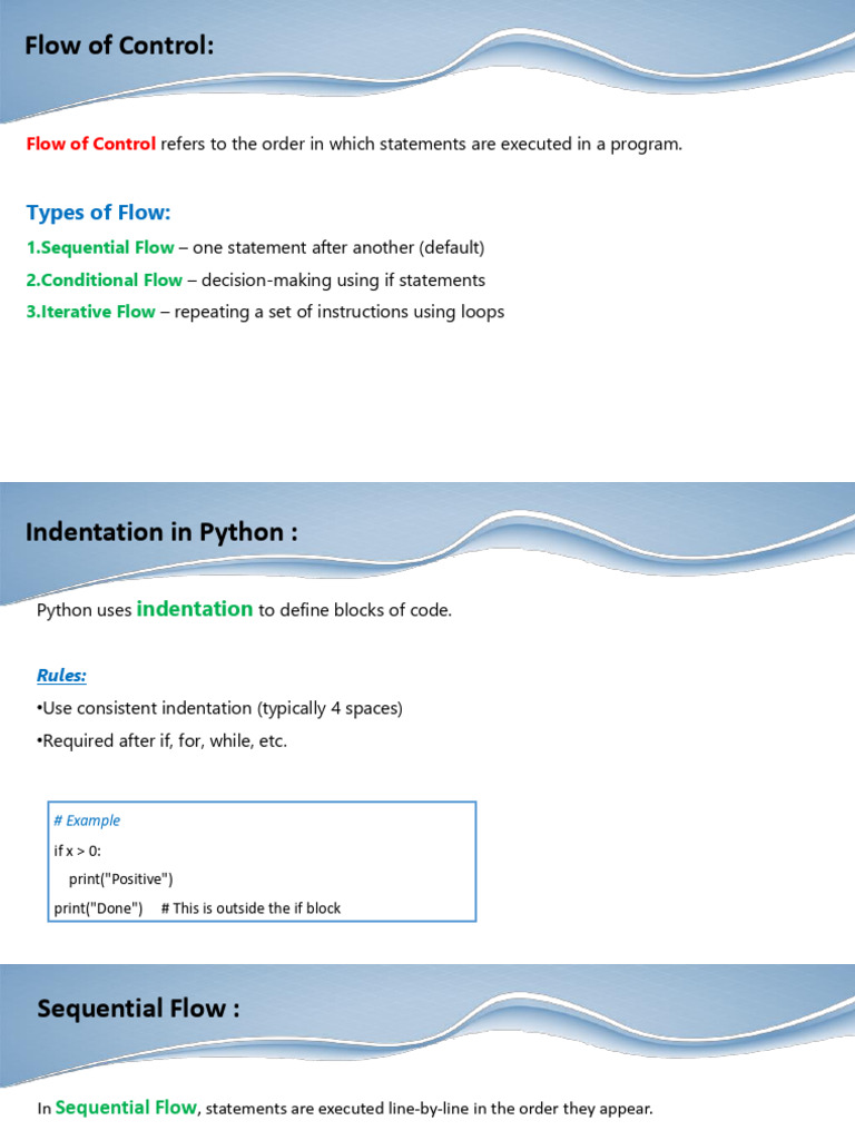 Flow of Control in Python | PDF | Control Flow | Software Engineering