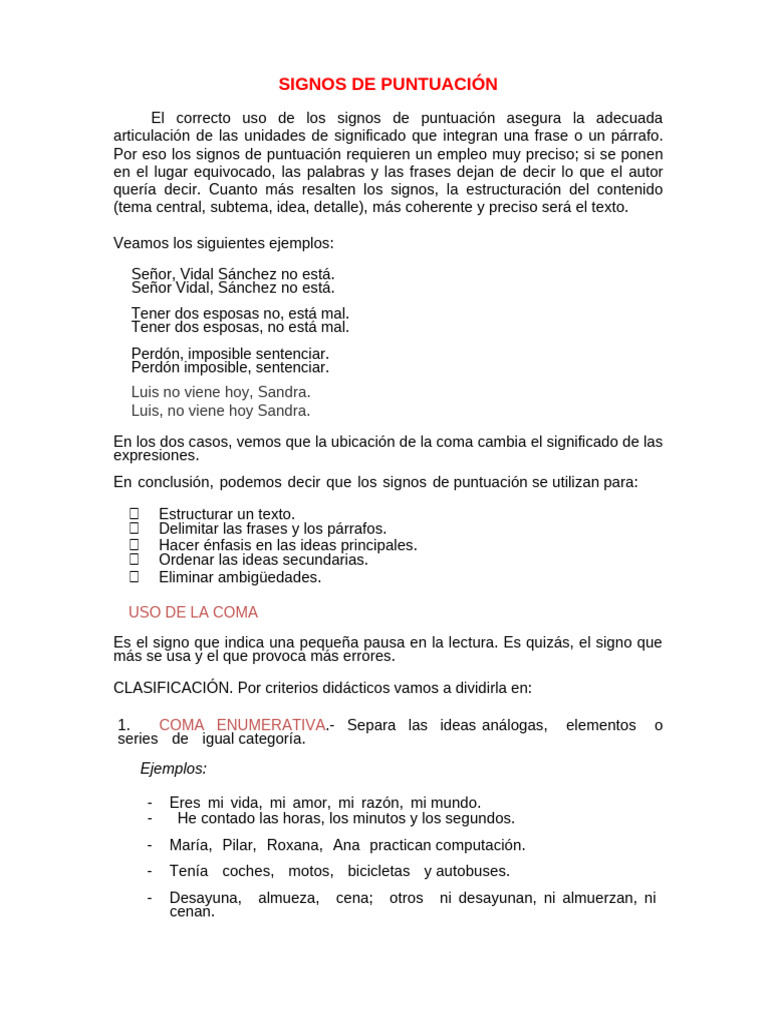 Uso Correcto de los Signos de Puntuación | PDF | Puntuación | Coma