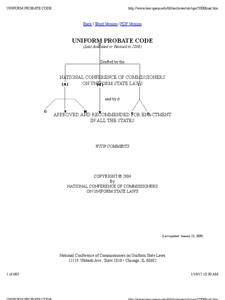 Uniform Probate Code | PDF | Legal Guardian | Will And Testament