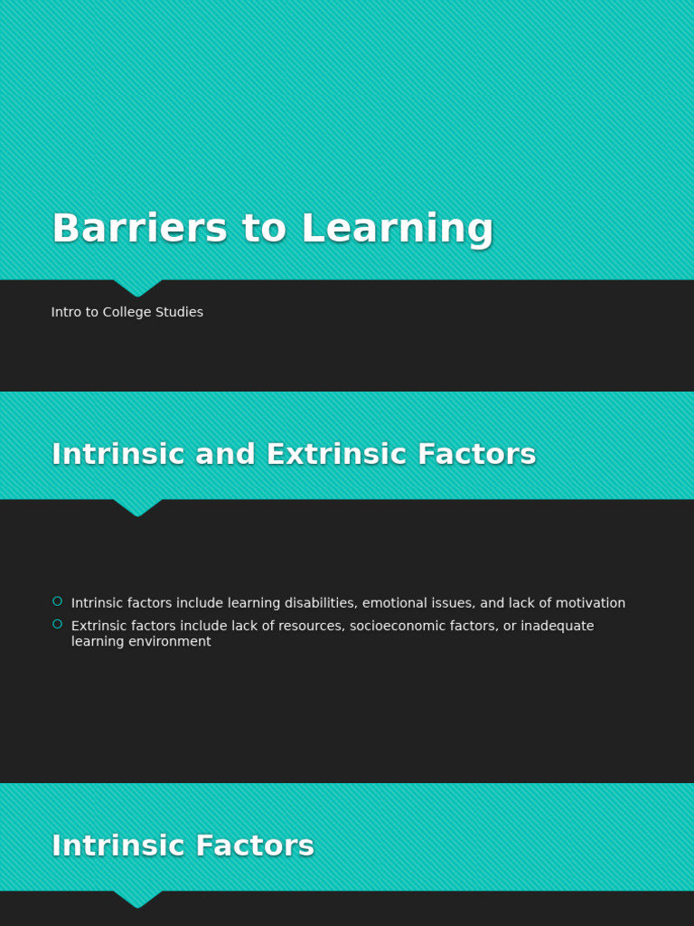 Barriers to College Learning Explained | PDF | Anxiety | Motivation
