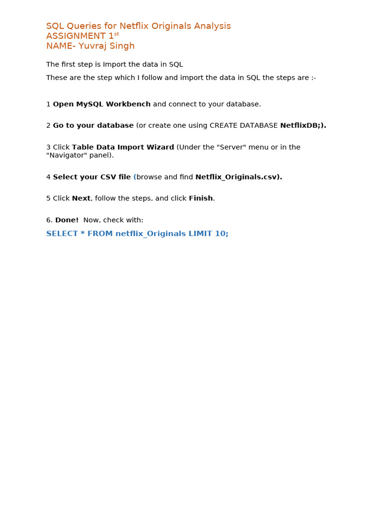 SQL Queries for Netflix Originals Analysis | PDF | Sql | Databases