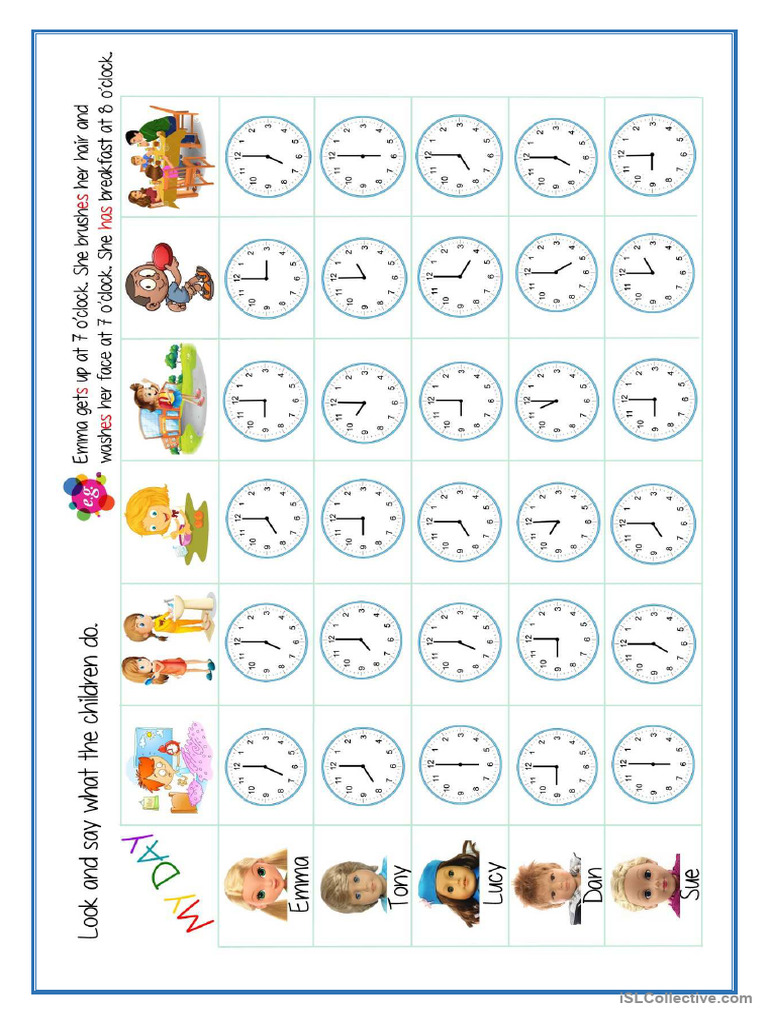 Daily Routines+Telling the Time | PDF