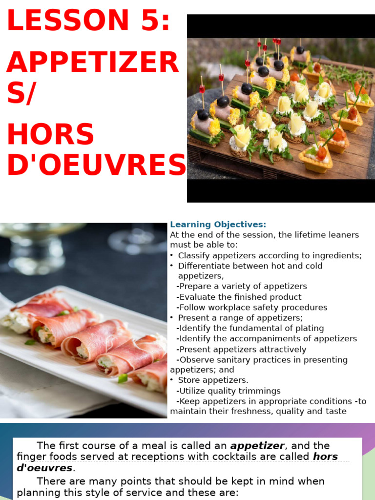 Appetizer Preparation and Presentation Guide | PDF | Hors D'oeuvre ...